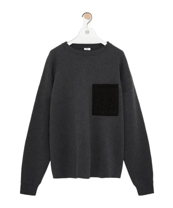 Loewe Anagram Patch Pocket Sweater - Gray/black