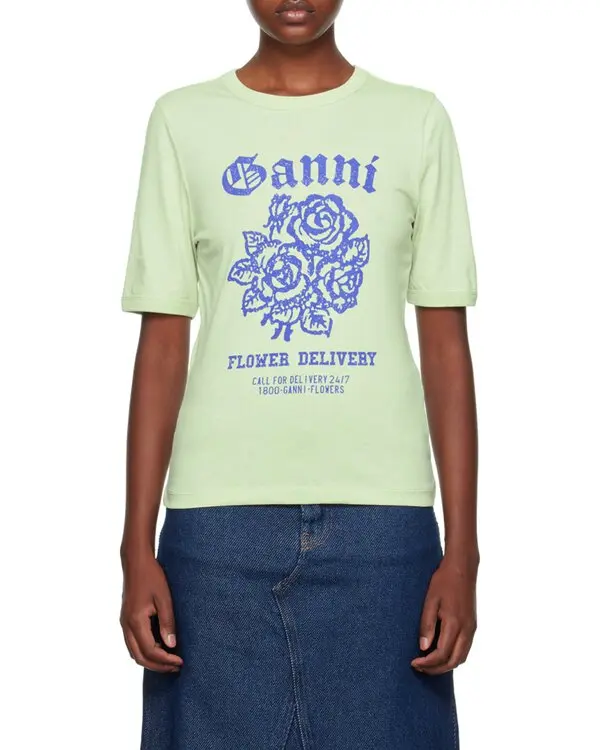GANNI Fitted Flower T-shirt