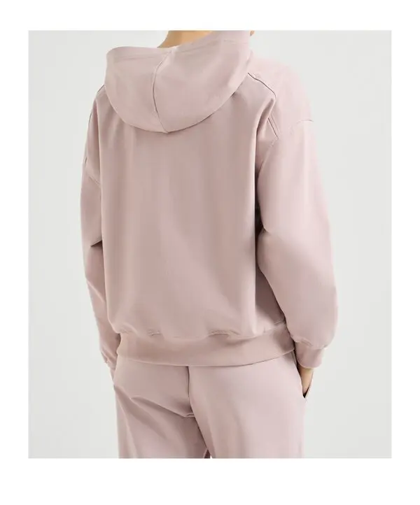 Brunello Cucinelli Zip Hoodie With Contrast Stitching - Pink