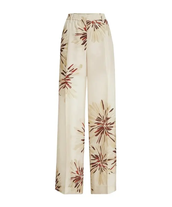 Brunello Cucinelli Bloom-print Monili-detail Trousers - Light Brown