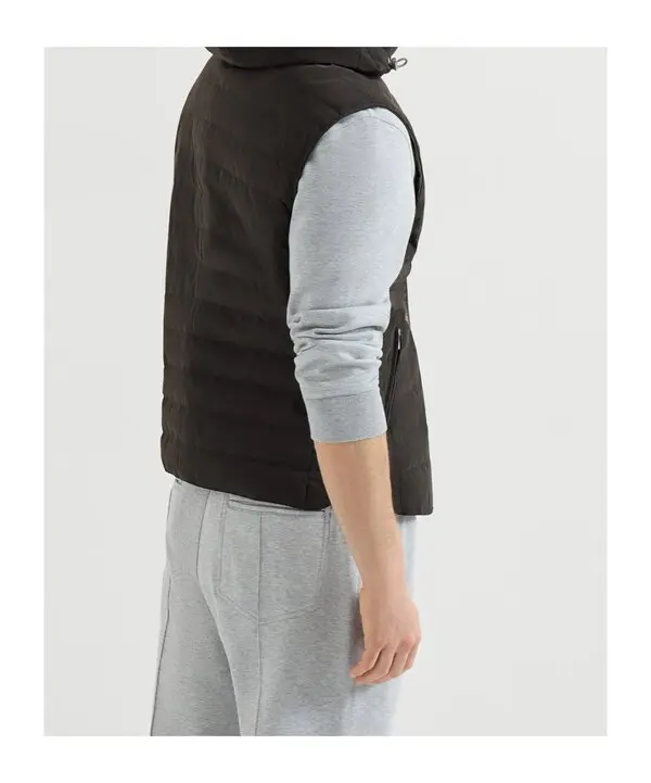 Brunello Cucinelli Bonded Nylon Down Vest With Detachable Hood