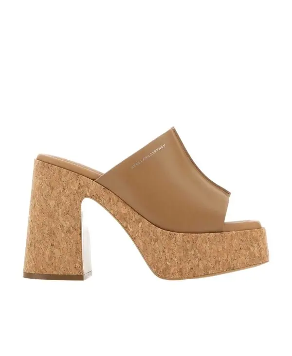 Stella McCartney Logo Printed Platform Sandals - Brown
