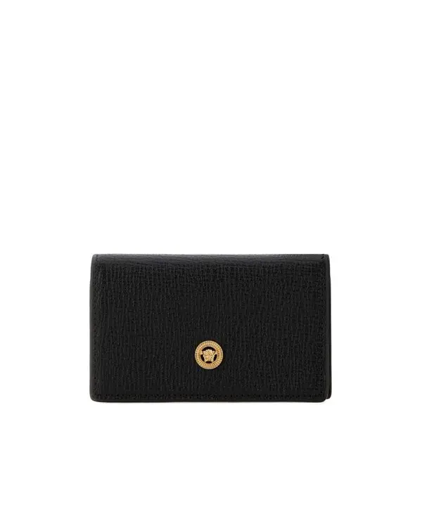 Versace Medusa Biggie Leather Card Holder - Black