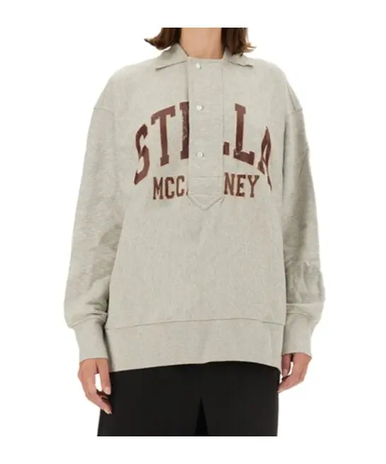Stella McCartney Logo Printed Half-buttoned Sweatshirt