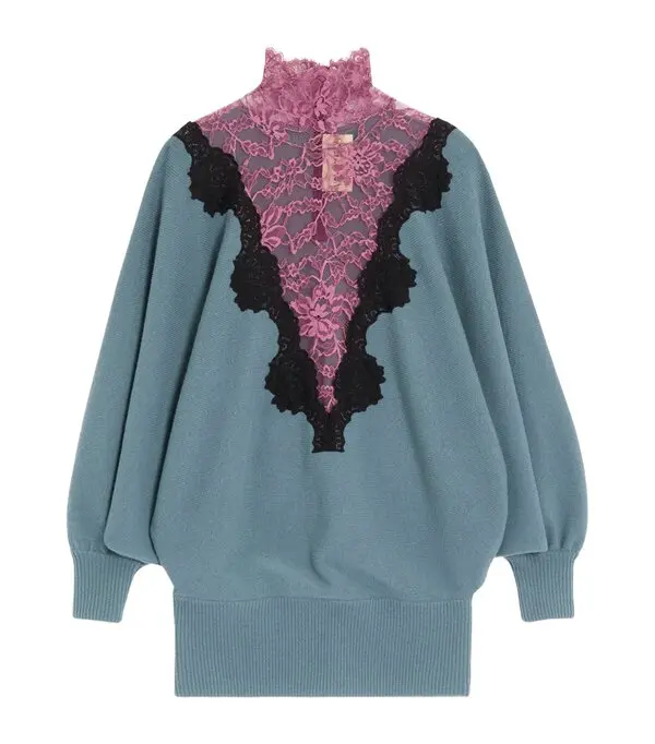Valentino Garavani Wool-lace High-neck Sweater