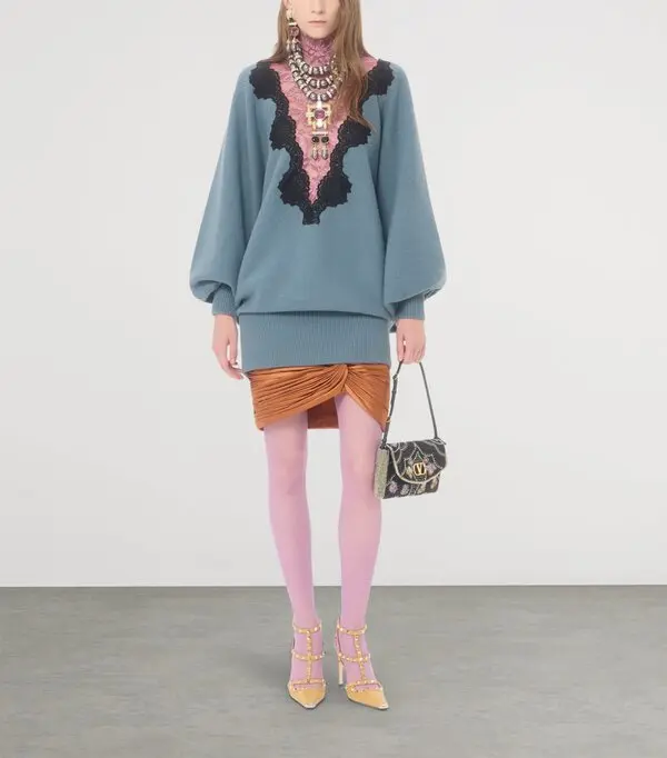 Valentino Garavani Wool-lace High-neck Sweater