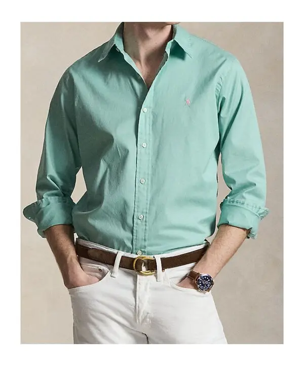 Polo Ralph Lauren Logo Embroidered Curved Hem Shirt - Green