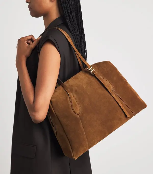 Harrods Medium Suede Wren Shoulder Bag
