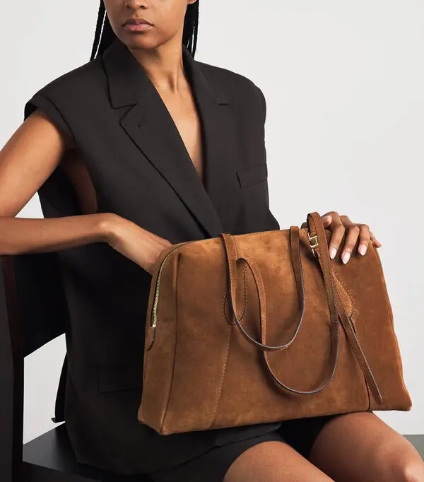 Harrods Medium Suede Wren Shoulder Bag