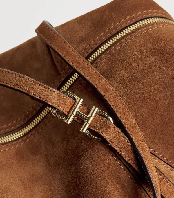 Harrods Medium Suede Wren Shoulder Bag