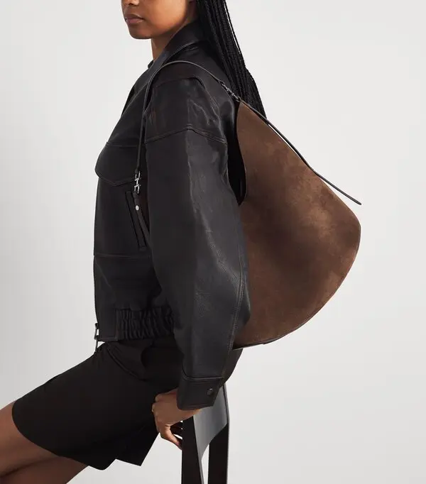 Harrods Medium Suede Shoulder Bag