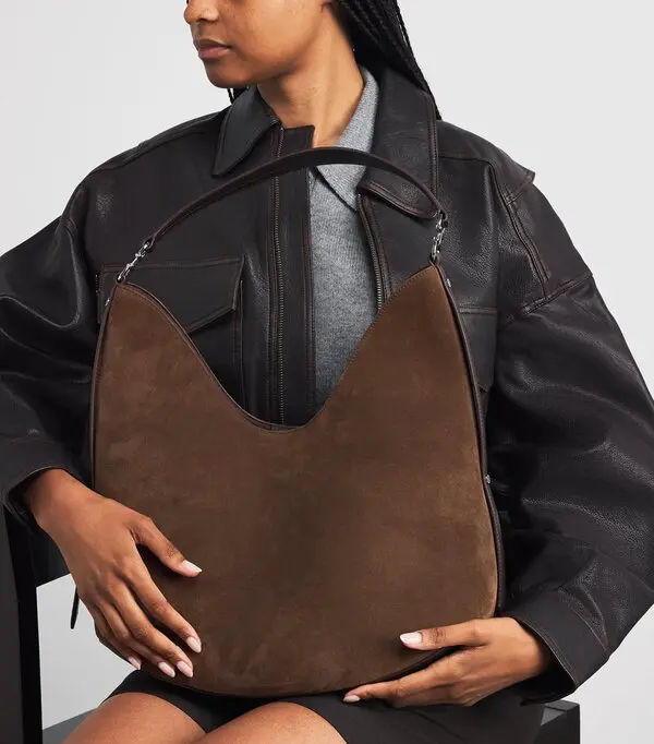 Harrods Medium Suede Shoulder Bag