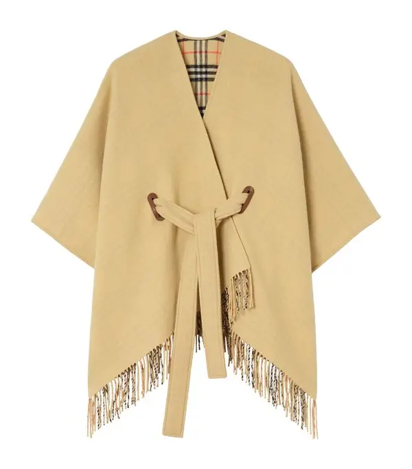 Burberry Wool Fringed Cape - Beige