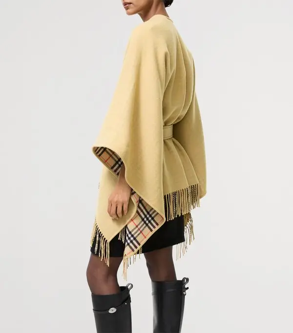 Burberry Wool Fringed Cape - Beige