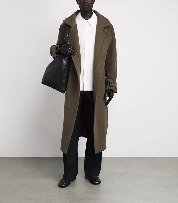 LEMAIRE Wool Oversized Wrap Coat - Green