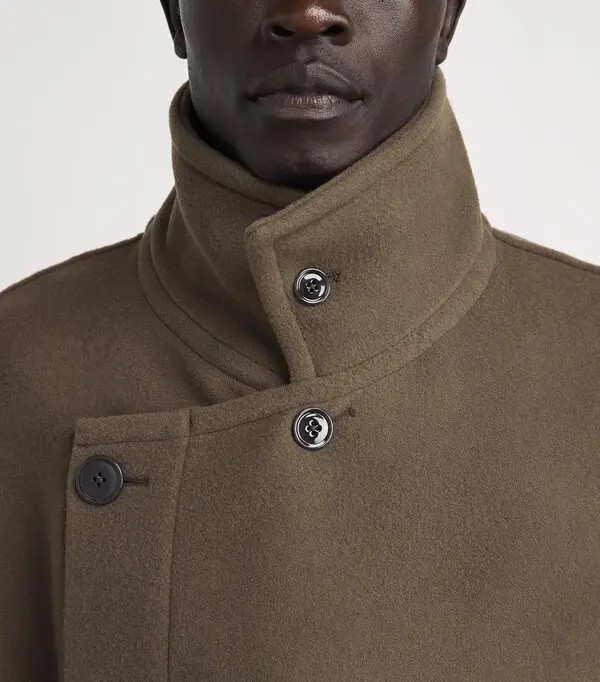 LEMAIRE Wool Oversized Wrap Coat - Green