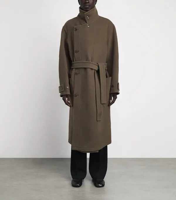 LEMAIRE Wool Oversized Wrap Coat - Green
