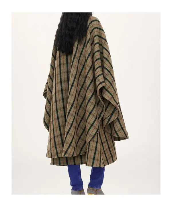 Chloé Layered Long Cape Coat - Multicoloured Green