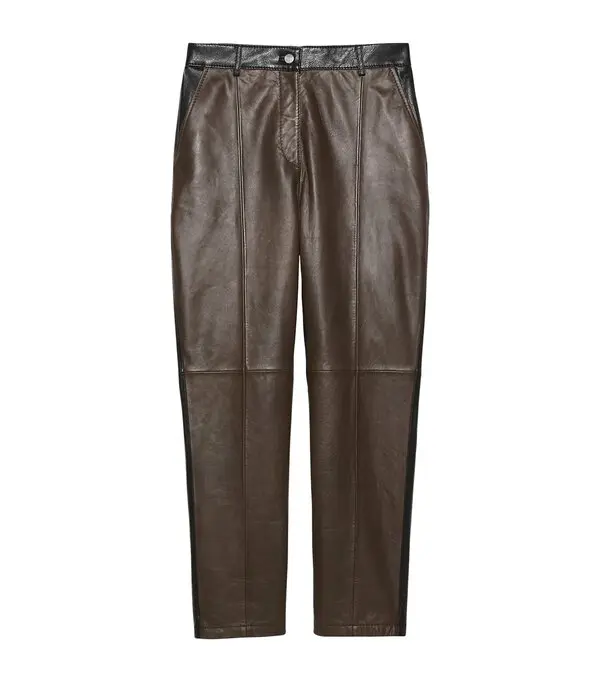 Max & Co. Leather Two-tone Straight Leg Trousers