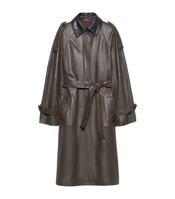 Max & Co. Lambskin Leather Trench Coat