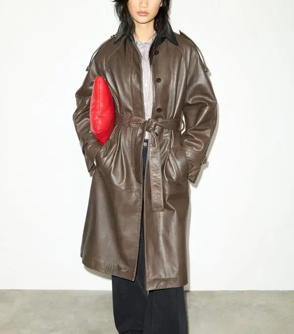 Max & Co. Lambskin Leather Trench Coat