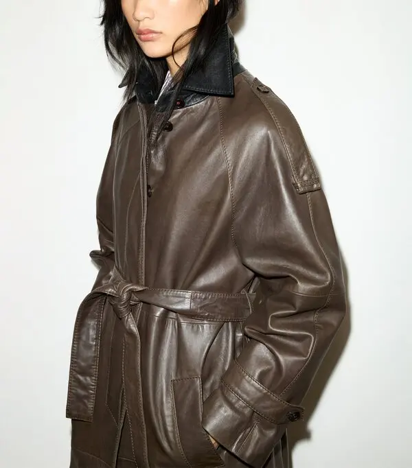Max & Co. Lambskin Leather Trench Coat