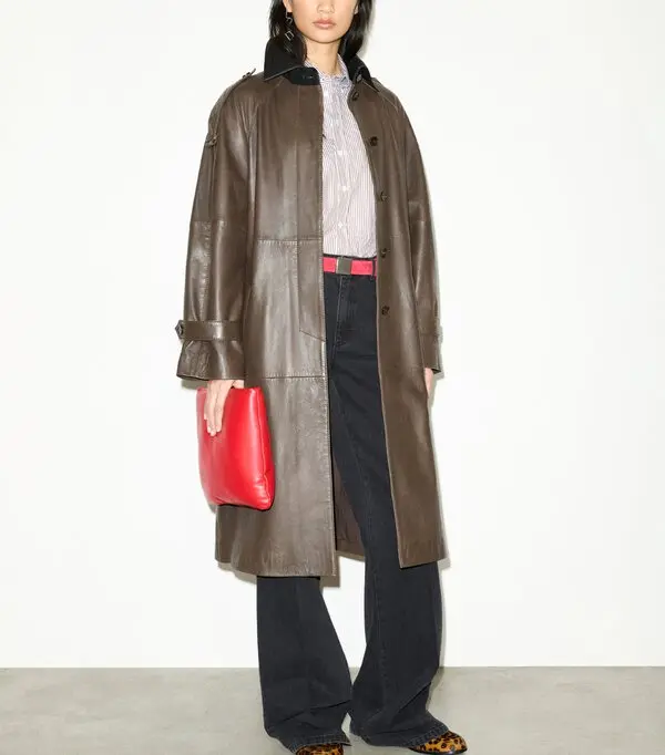 Max & Co. Lambskin Leather Trench Coat