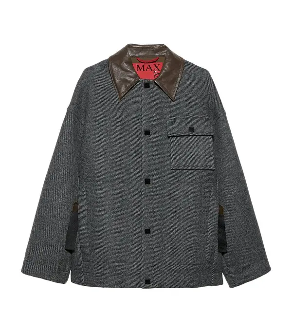 Max & Co. Virgin Wool Blend Coat With Sheepskin Collar