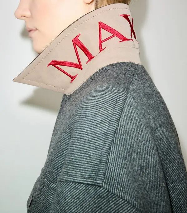 Max & Co. Virgin Wool Blend Coat With Sheepskin Collar