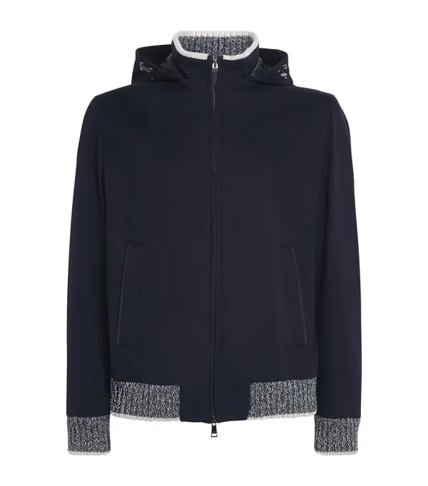 Paul & Shark Cashmere-wool Blend Hooded Zip-up Jacket