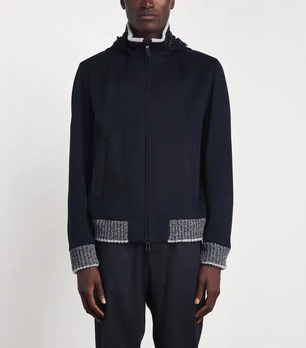 Paul & Shark Cashmere-wool Blend Hooded Zip-up Jacket