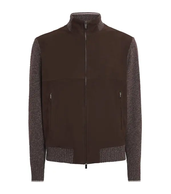 Paul & Shark Suede And Wool-cashmere Bomber Jacket