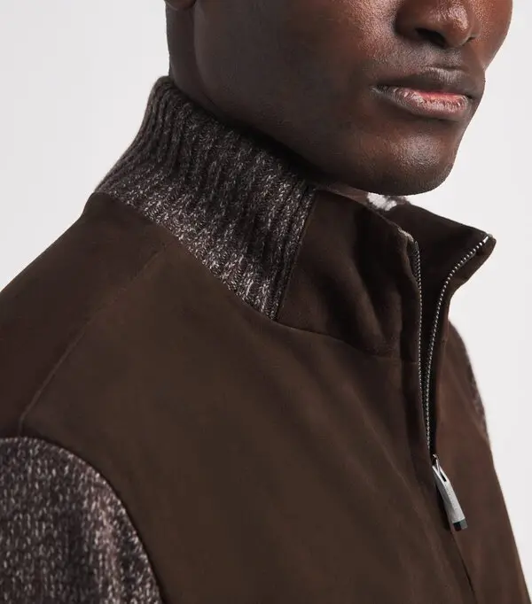 Paul & Shark Suede And Wool-cashmere Bomber Jacket