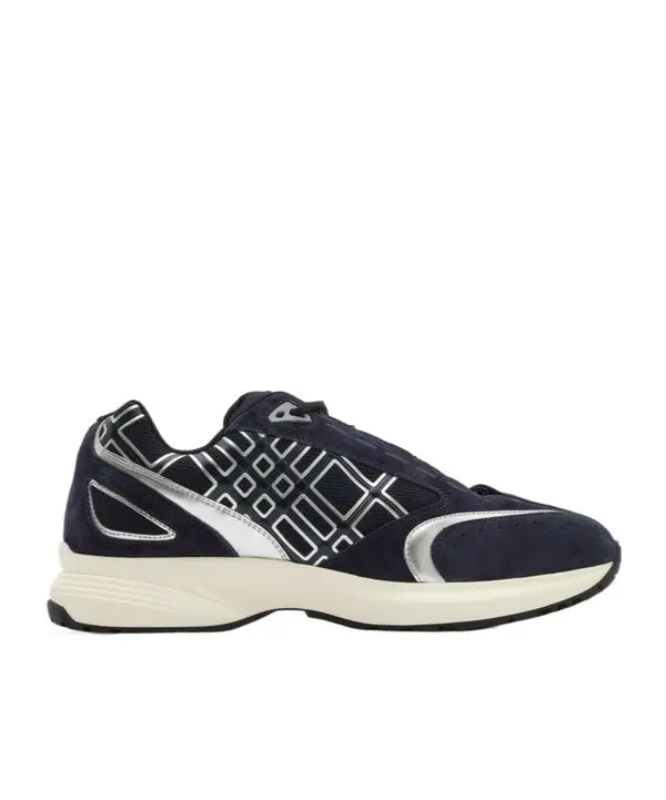 Burberry Eclipse Suede And Nylon Sneakers With Metallic House Check - Phantom Blue