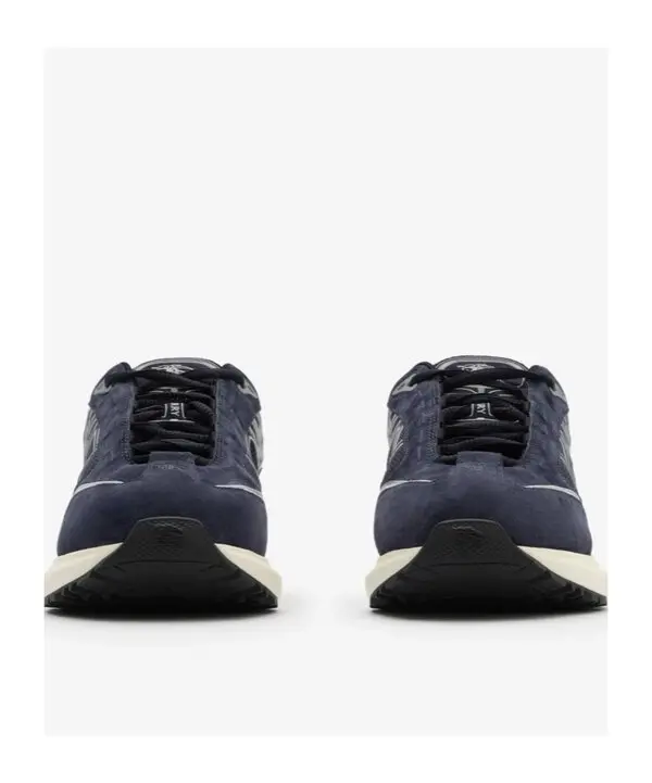 Burberry Eclipse Suede And Nylon Sneakers With Metallic House Check - Phantom Blue
