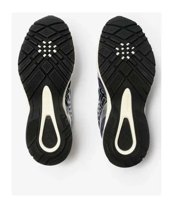 Burberry Eclipse Suede And Nylon Sneakers With Metallic House Check - Phantom Blue
