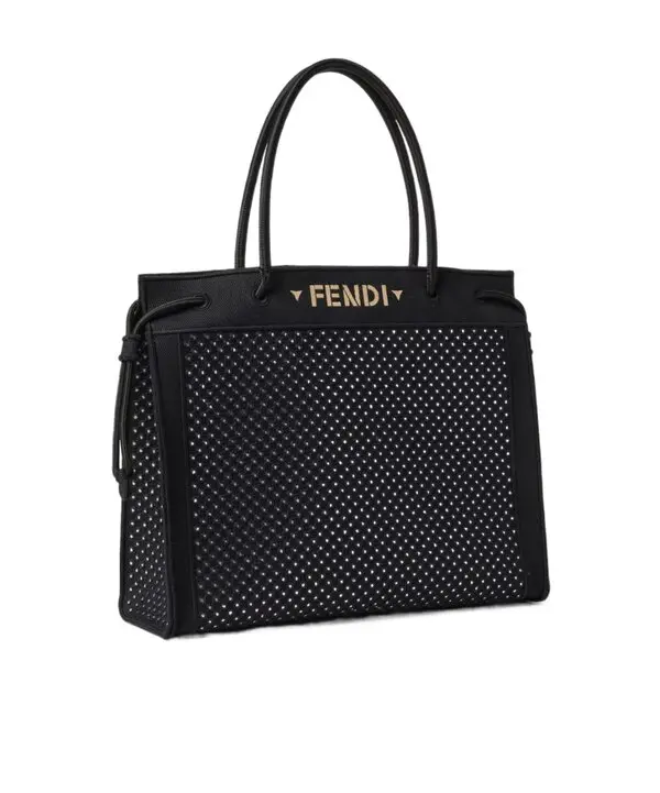 Fendi Magic Shopper Large Embroidered Fabric Shopper With Mirrors