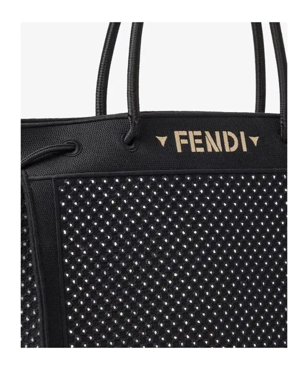 Fendi Magic Shopper Large Embroidered Fabric Shopper With Mirrors