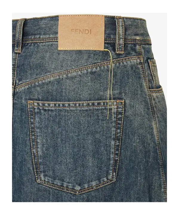 Fendi Flared Denim Maxi Skirt