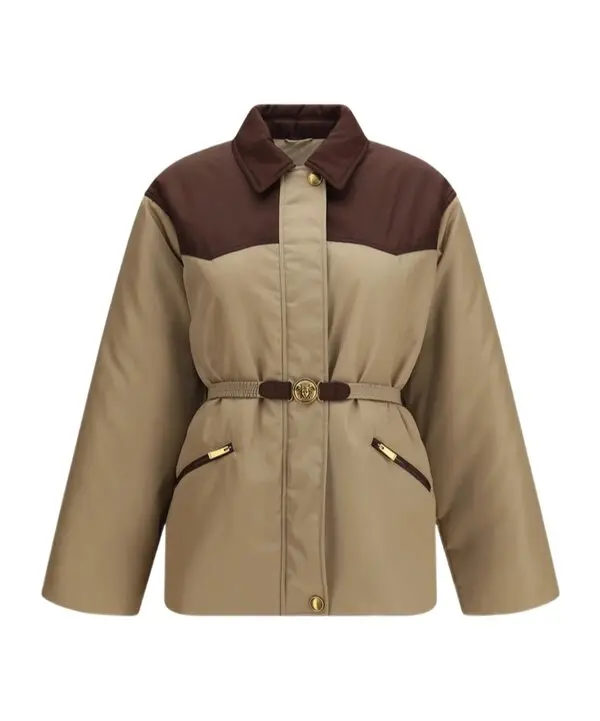 Versace Long-sleeved Belted Jacket - Brown