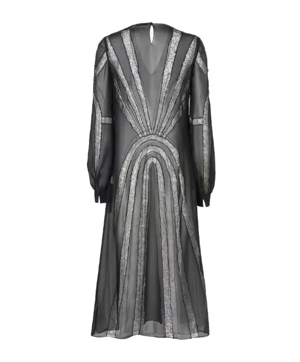 Fendi Georgette And Chantilly Lace Dress