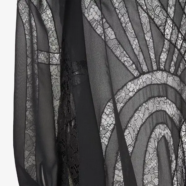 Fendi Georgette And Chantilly Lace Dress