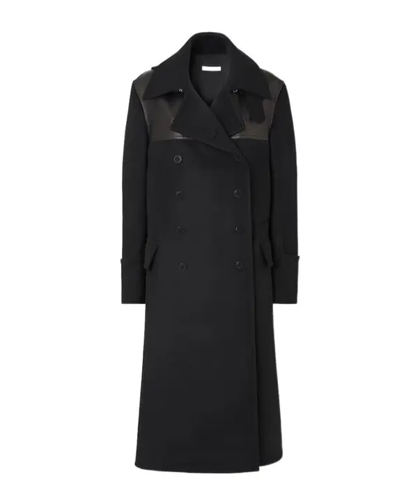 Fendi Wool And Leather Parka - Black