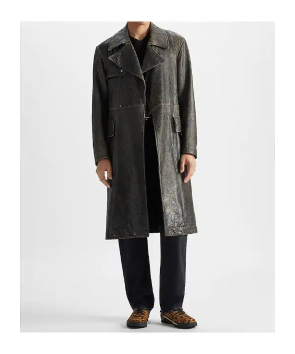 Fendi Crackled Leather Trench Coat