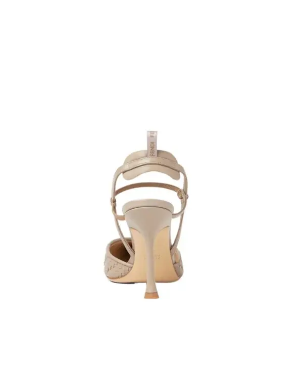 Fendi Very Colibri Dove Leather High-heeled Slingbacks