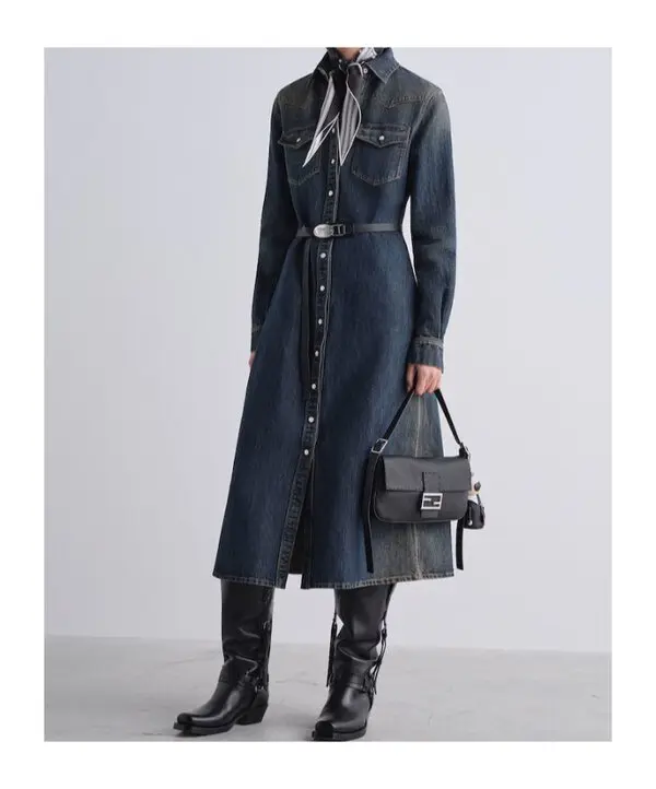 Fendi Washed Denim Midi Shirt Dress