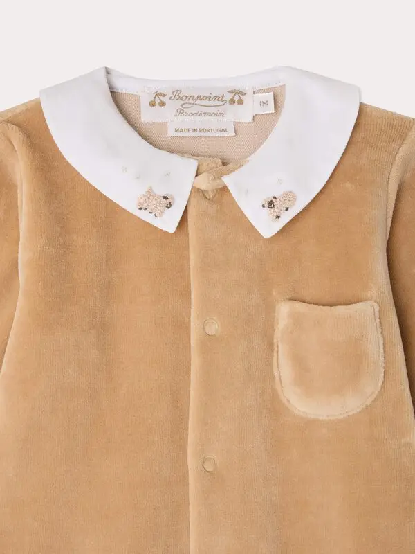 Bonpoint Tilouan Pyjamas With Embroidered Sheep Collar In Organic Cotton
