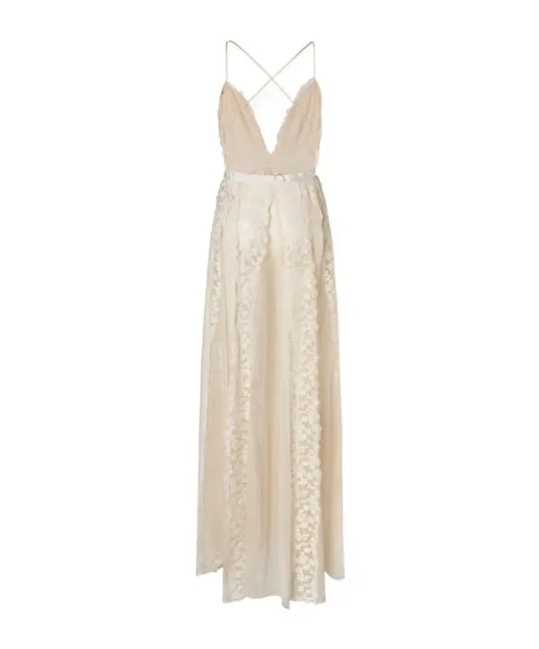 Fendi Chiffon And Peonia Lace Dress