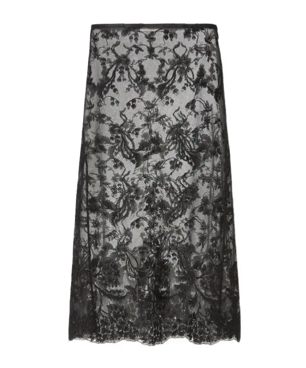 Fendi Peonia Lace Midi Skirt
