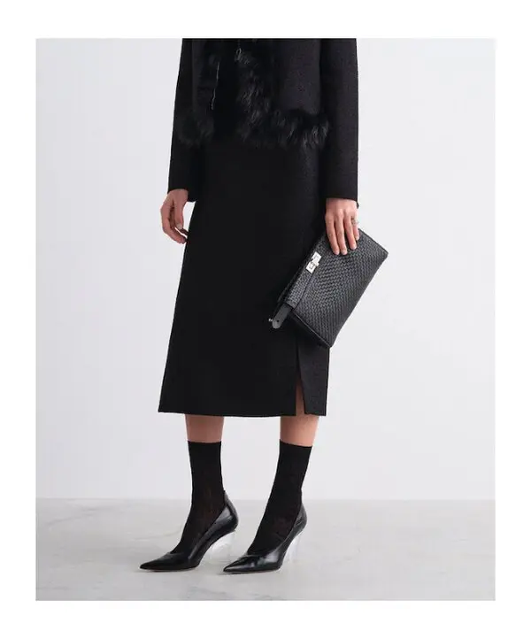 Fendi Wool Bouclé Midi Skirt